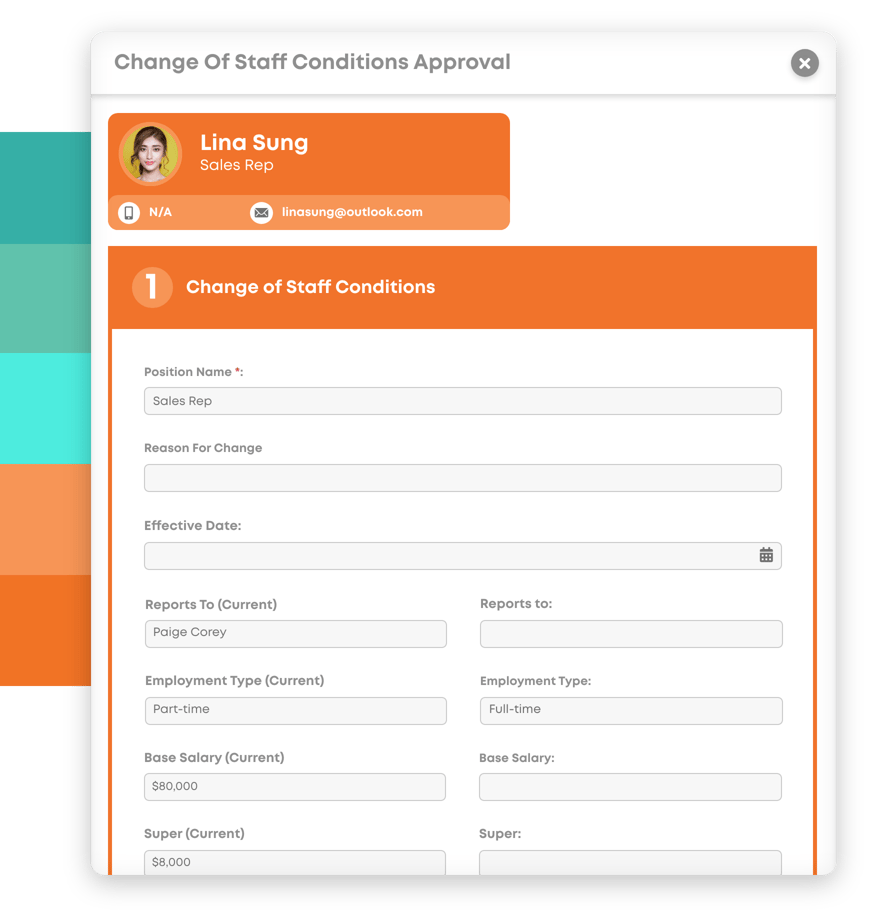 How to complete a ‘change of staff conditions’ in 1 minute